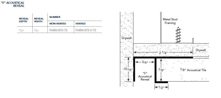 Fry Reglet FARM-875-75 Drywall F Acoustical Molding 7/8″ x 3/4″ Powder ...