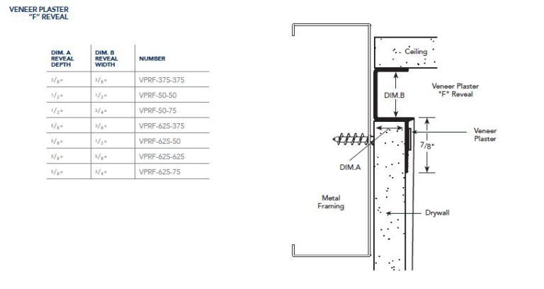 Fry Reglet VPRF-375-375 Veneer Plaster Reveal F Molding 3/8″ x 3/8 ...